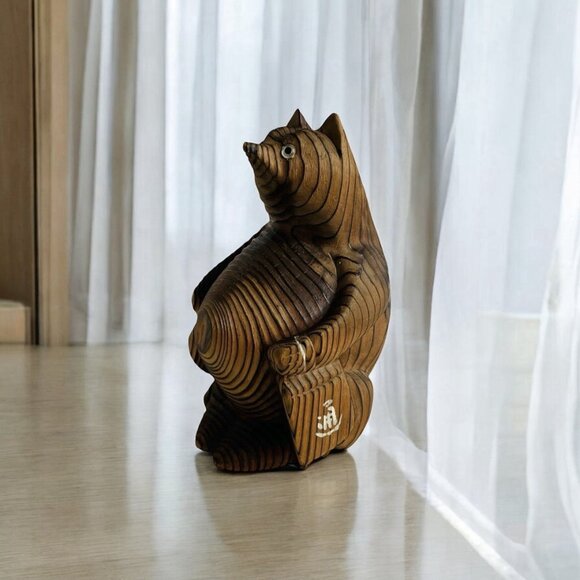 Unique Vintage | Accents | Sold Shou Sugi Ban Japanese Tanuki Wood ...